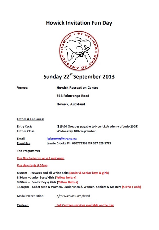 Howick Fun Day 2013 | HOWICK & ST HELIERS JUDO CLUB