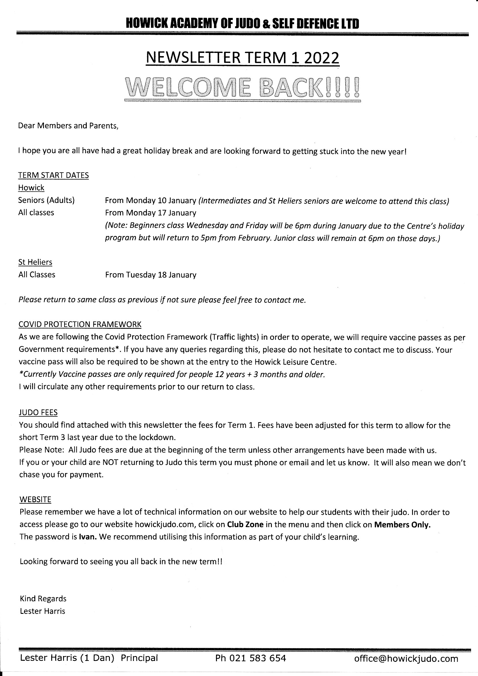 2022 TERM 1 NEWSLETTER | HOWICK & ST HELIERS JUDO CLUB